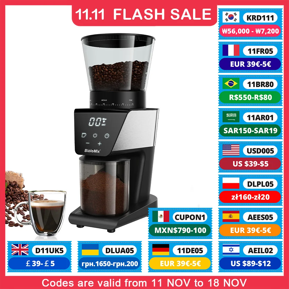 BioloMix-Automatic-Burr-Mill-Electric-Coffee-Grinder-with-30-Gears-for ...