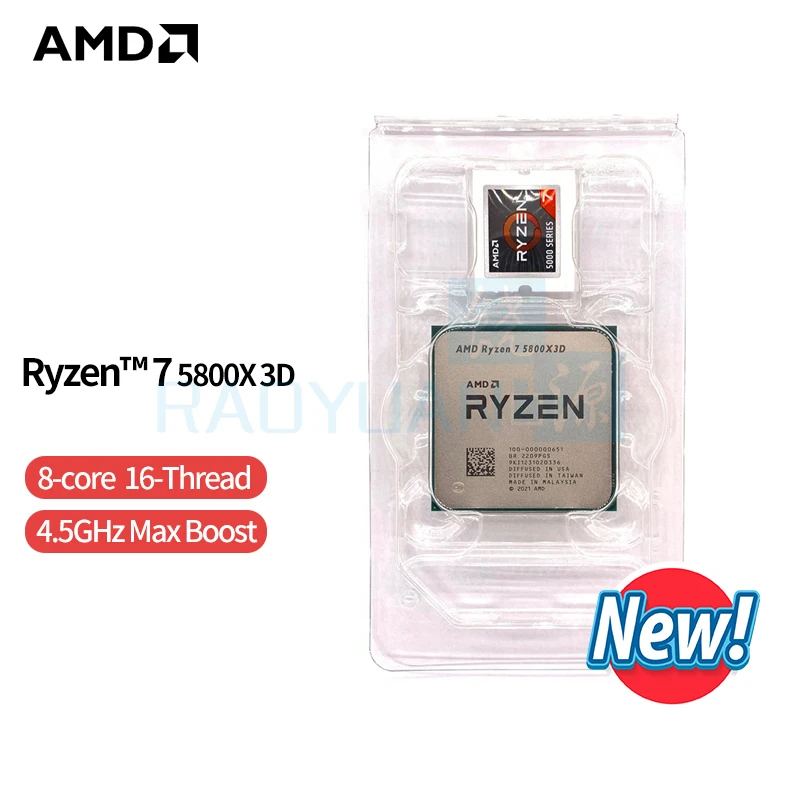 AMD Ryzen 7 5800X3D R7 5800X3D 3.4 GHz 8-Core 16-Thread CPU Processor ...