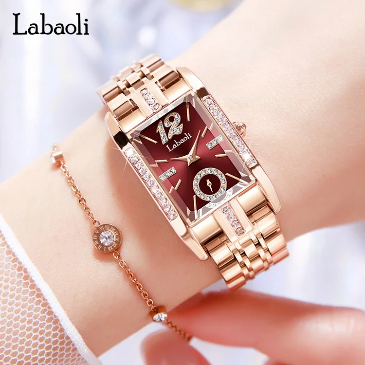 LABAOLI Square Dial Women Stainless Steel Bracelet Watches For Ladies ...