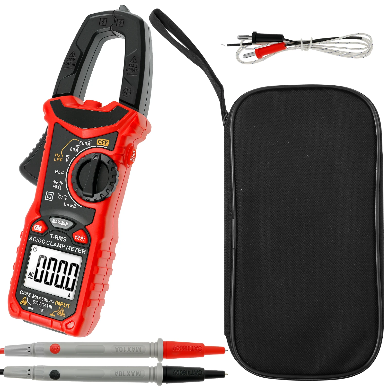 Digital Clamp Meter T-RMS 6000 Counts Multimeter Voltage Tester Auto ...