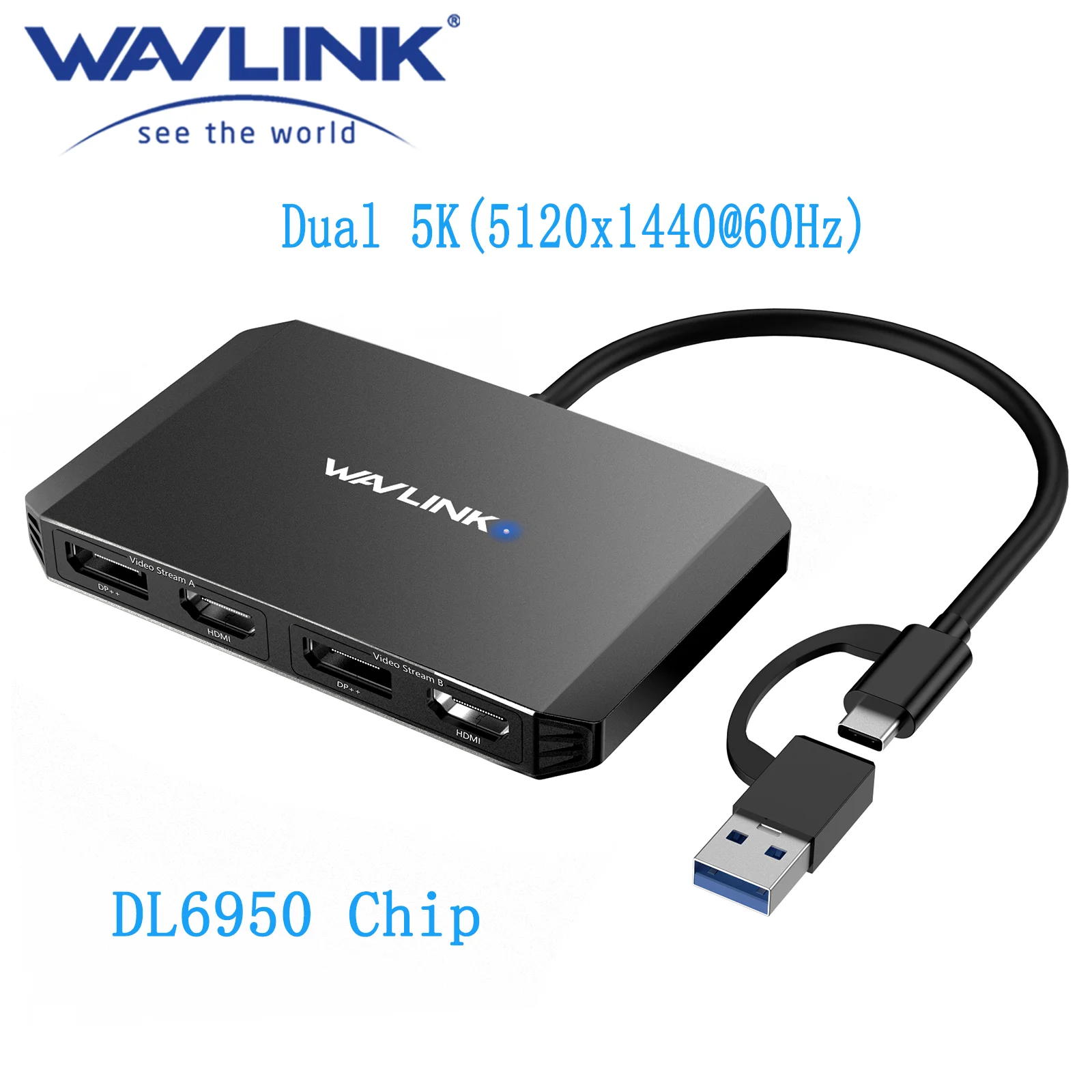 WAVLINK-USB-C-to-DisplayPort-and-HDMI-Adapter-Dual-5K-5120x1440-60Hz ...