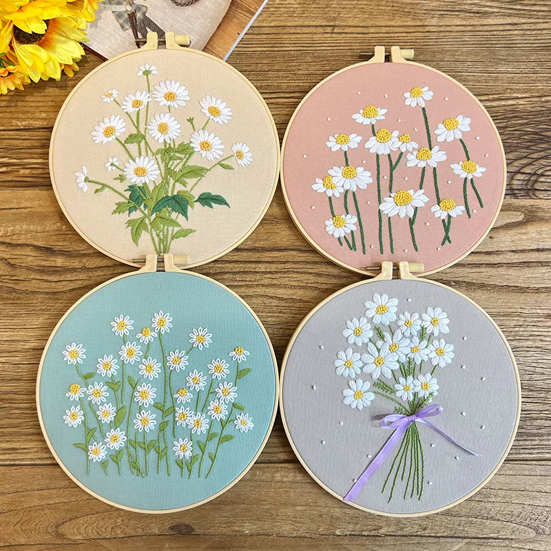Embroidery Kit with Patterns and Instructions Daisy Bouquet Cross ...