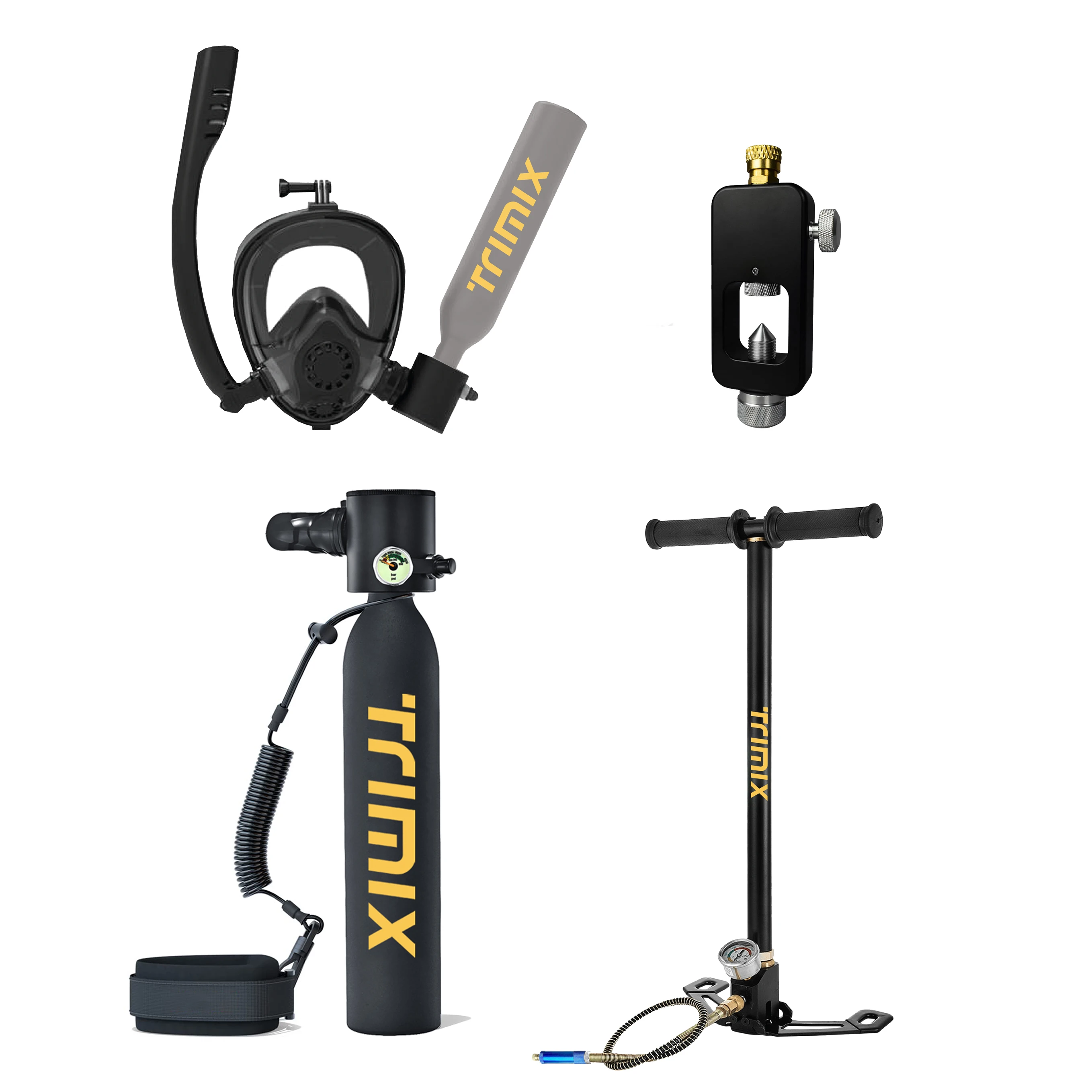 Trimix-0-5L-litre-lung-tank-snorkeling-mask-Hand-pump-scuba-diving ...