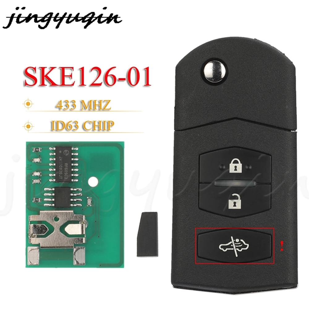 JYQ Flip Remote Car Key 433MHZ 4D63 Chip For Mazda 2 3 5 6 MX5 RX8 CX7 ...