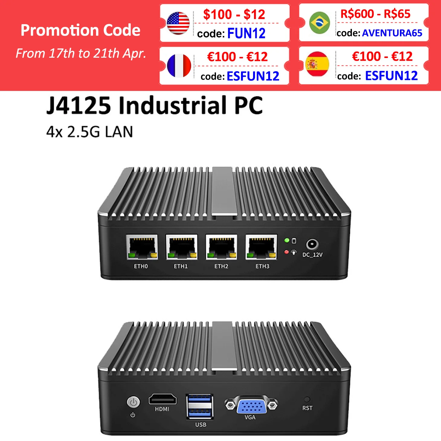 팬리스 소프트 라우터 셀러론 J4125 미니 PC, 쿼드 코어, 4x 인텔 i225, i226, 2.5G LAN, HDMI, VGA, pfSense 방화벽 기기, ESXI ...