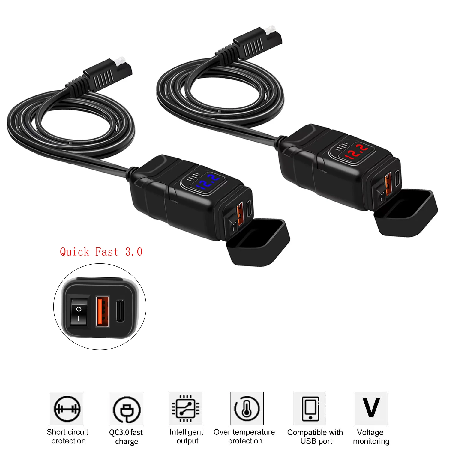 Motorcycle-USB-Charger-Voltmeter-Digital-Display-Power-Supply-Socket ...
