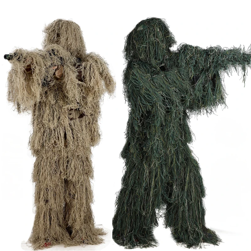 3D-Bionic-Sniper-Tactical-Lucky-Camouflage-Hunting-Suit-Forest-Leaves ...