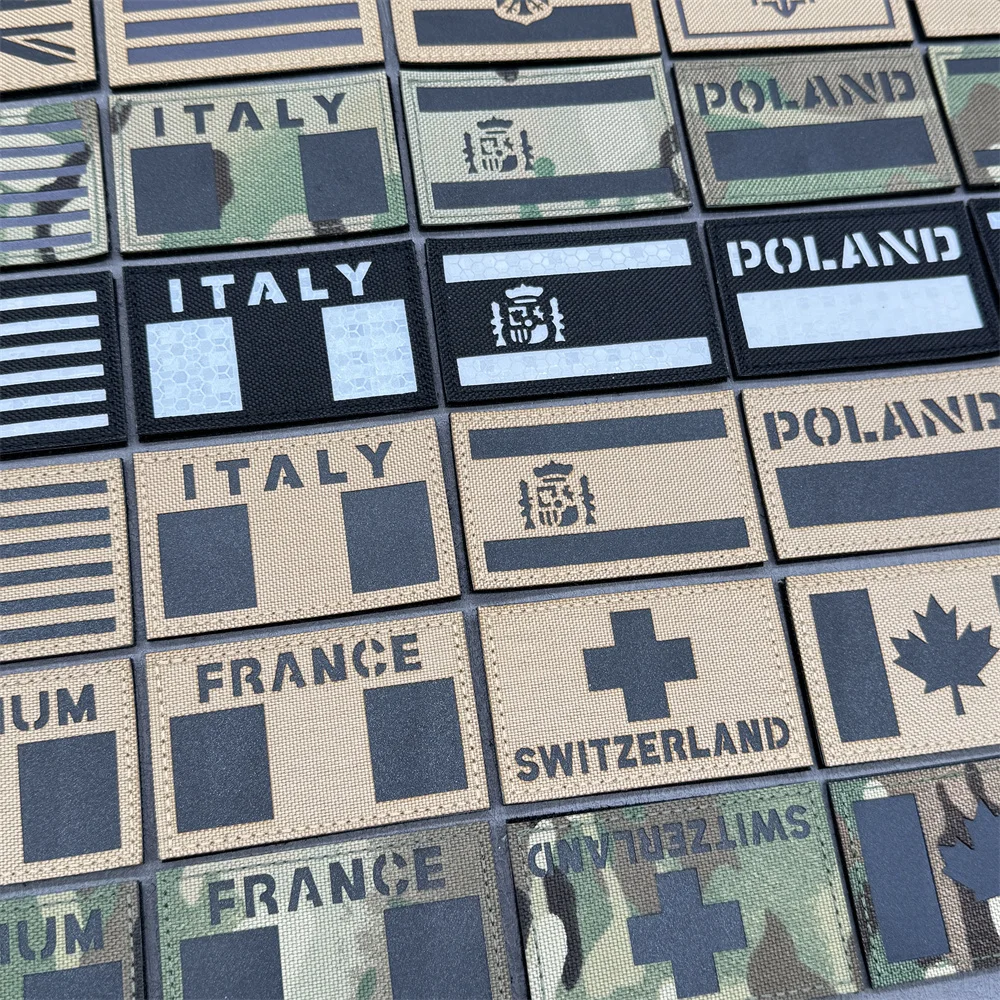 3D National Flags IR Reflective Patches on Clothes Backpack Tactical ...