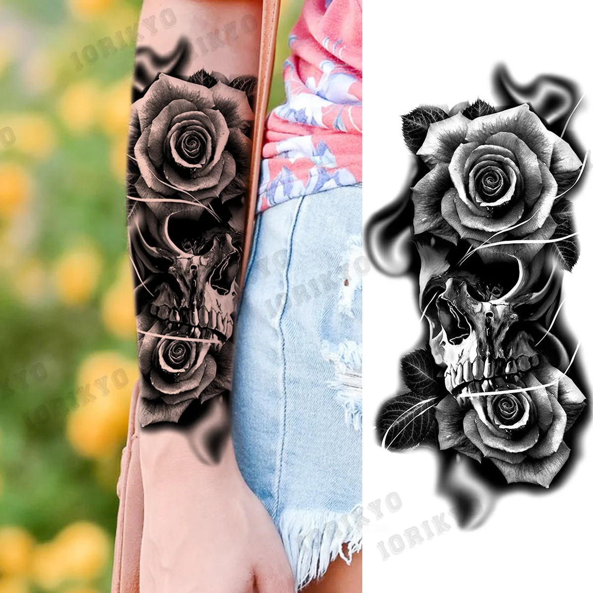 Skull Rose Forearm Tattoos