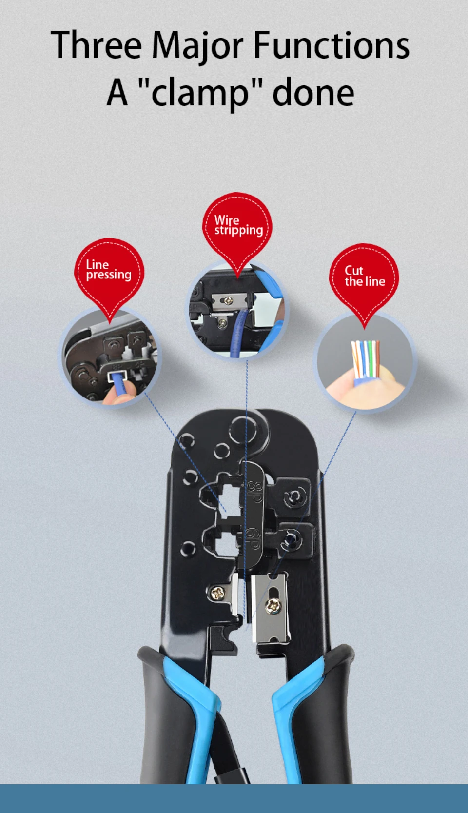 Pince À Sertir 6p 8p Rj45, Outil De Coupe De Câbles Lan Réseau Ethernet, Pince À Dénuder Pour ...