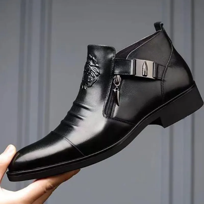 Men-s-Vintage-Cowboy-Boots-Leather-Buckle-Strap-Punk-ankle-boots ...