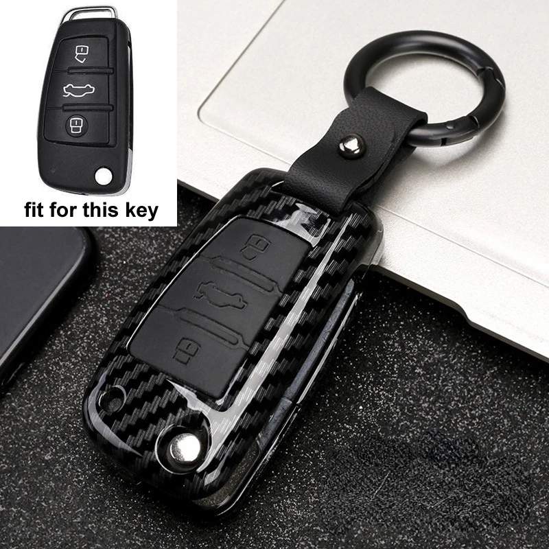 Carbon-Fiber-ABS-Silicone-Car-Key-Cover-Protector-Case-for-Audi-A3-A4 ...