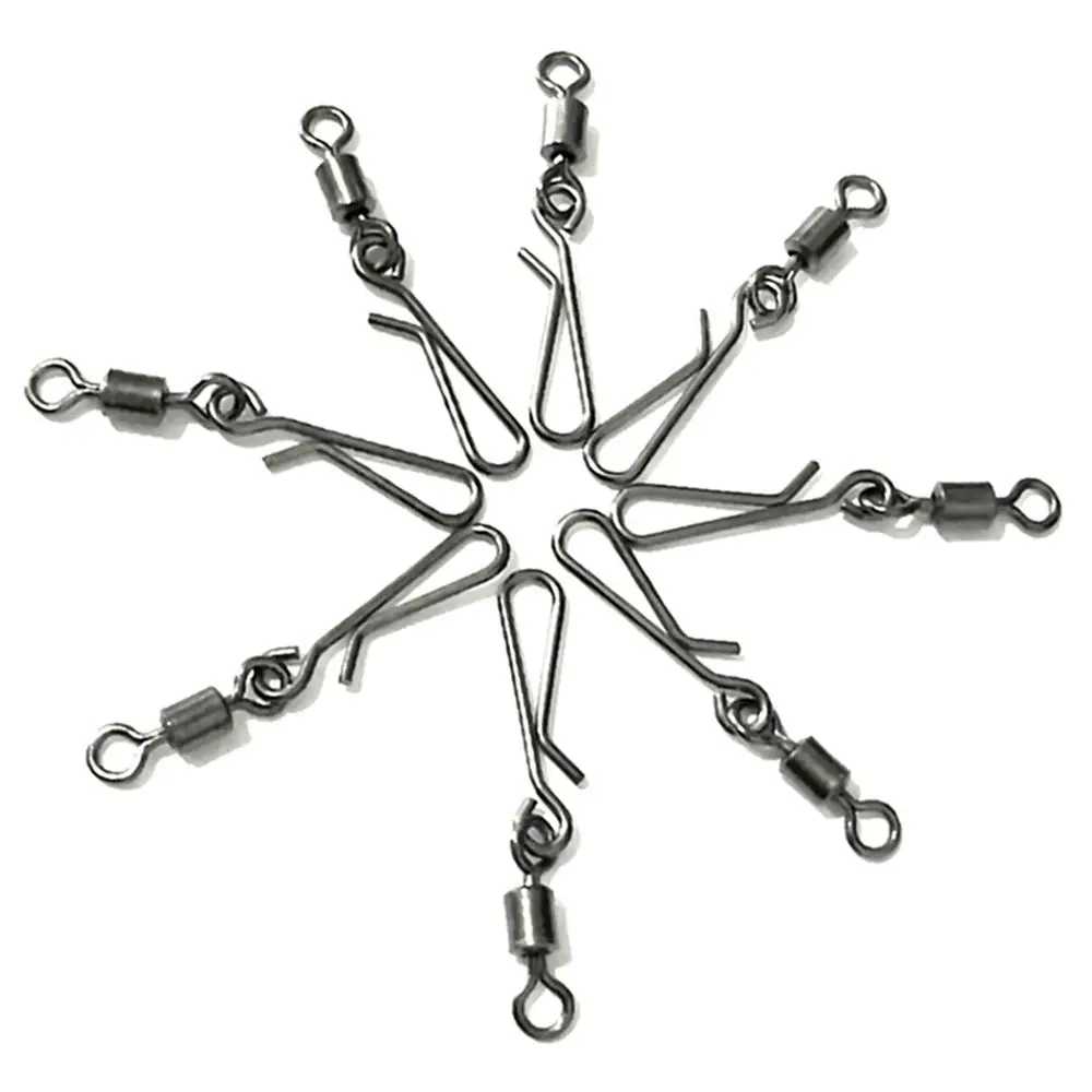 20Pcs Stainless Steel Fishing Snap Connector Bearing Rolling Swivel ...