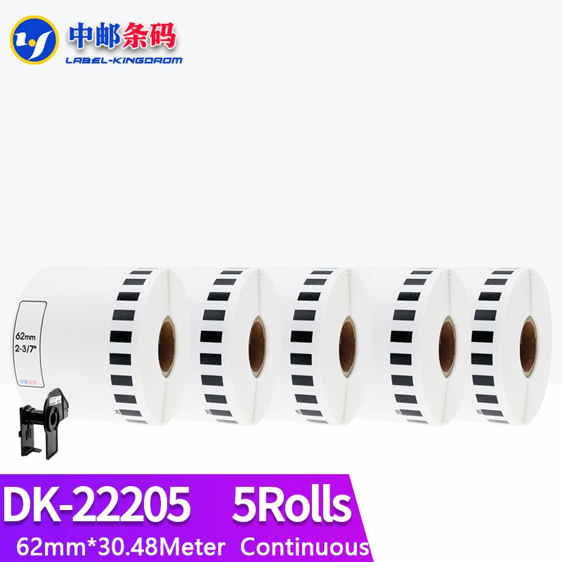 5 Refill Rolls Compatible Dk-22205 Label 62mm*30.48m Continuous ...