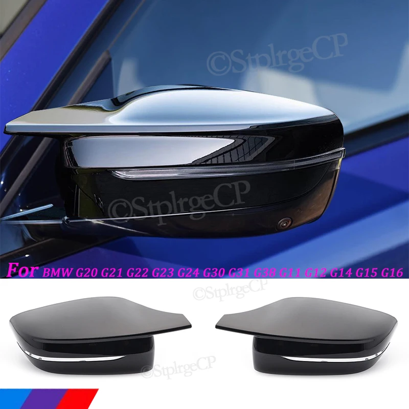 2p Bright Black Side Wing Rearview Mirror cover caps For BMW 3 Series ...