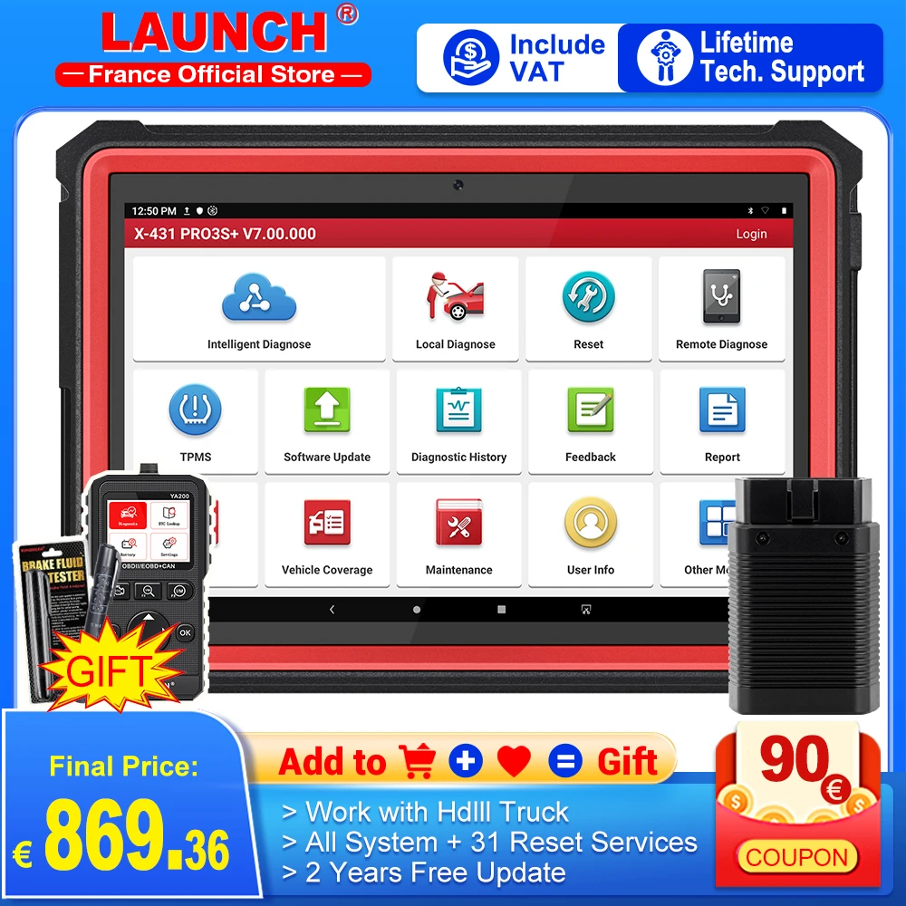 Launch X431 Pro3s+ Plus 10.1inch Car Diagnostic Tool Auto Obd2 Obd Full System Scanner Tpms Ecu ...