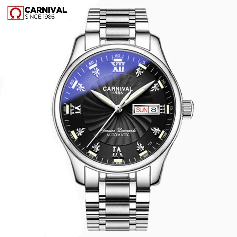 Swiss CARNIVAL Luxury Brand Men Watch Luminous 3ATM Waterproof MIYOTA ...