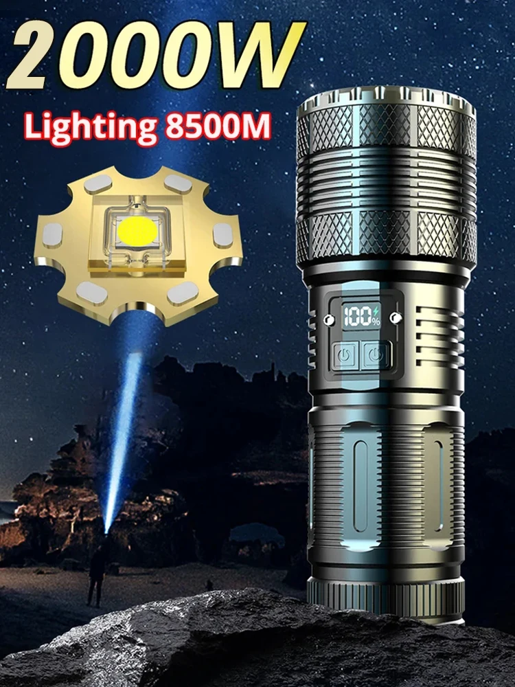9000M-LED-Flashlight-USB-C-Rechargeable-2000W-Flash-Light-990000000LM ...