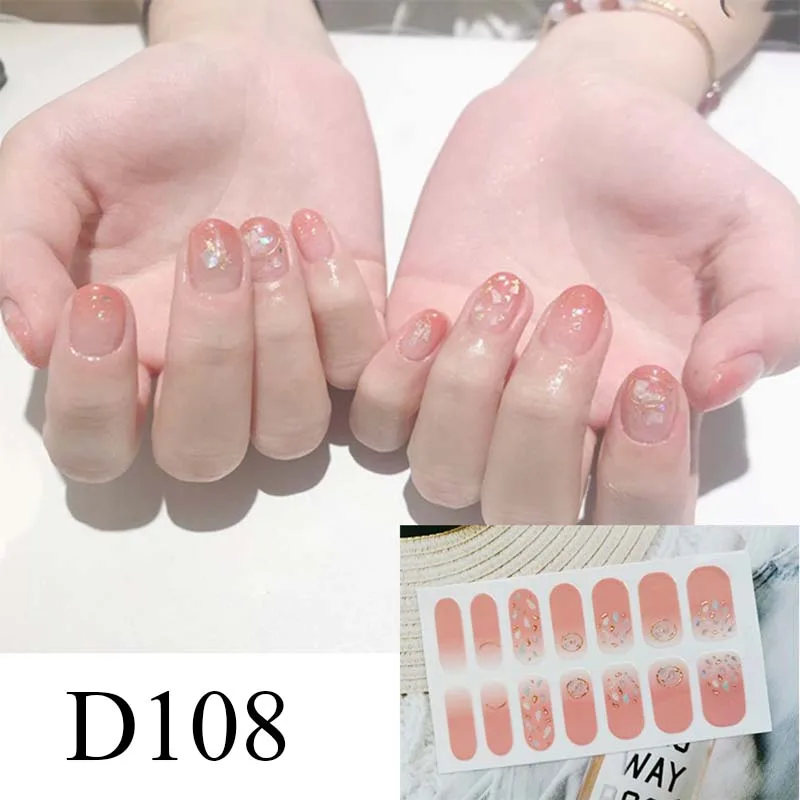 Pink-Gradient-Nail-Polish-Stickers-Strips-Plain-Nail-Art-Decorations ...