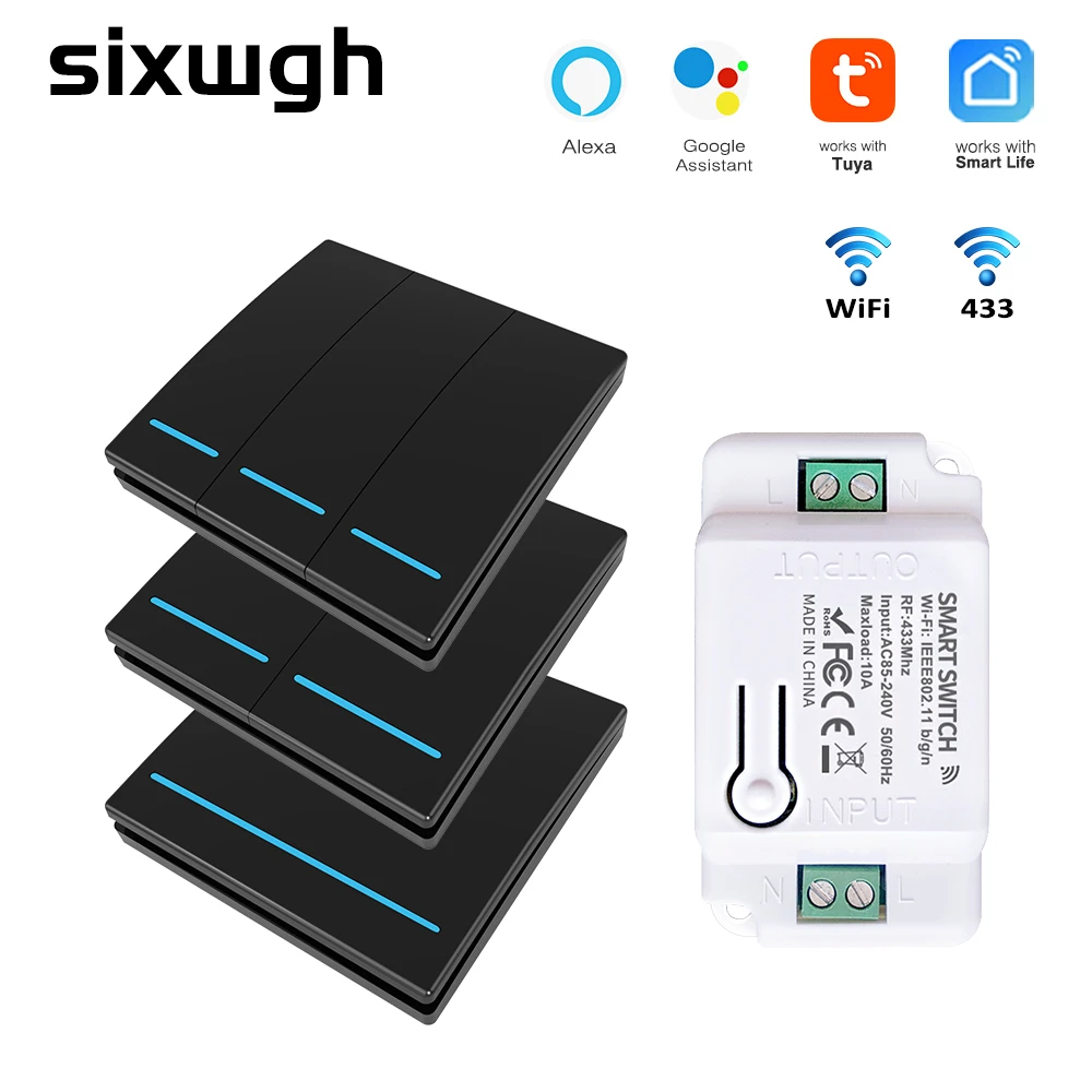 Tuya Smart Switch 1/2/3 Gang Wireless Rf 433mhz Push Button Panel,smart ...