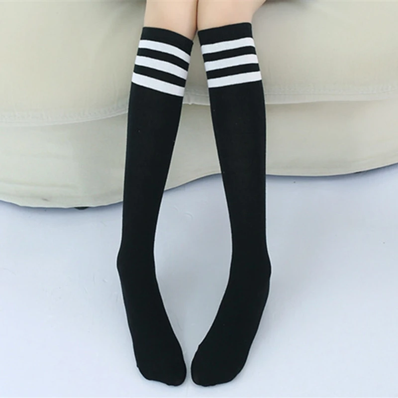 Black Long School Socks Boys | Knee Socks White Stripe Kids - Kids Knee ...