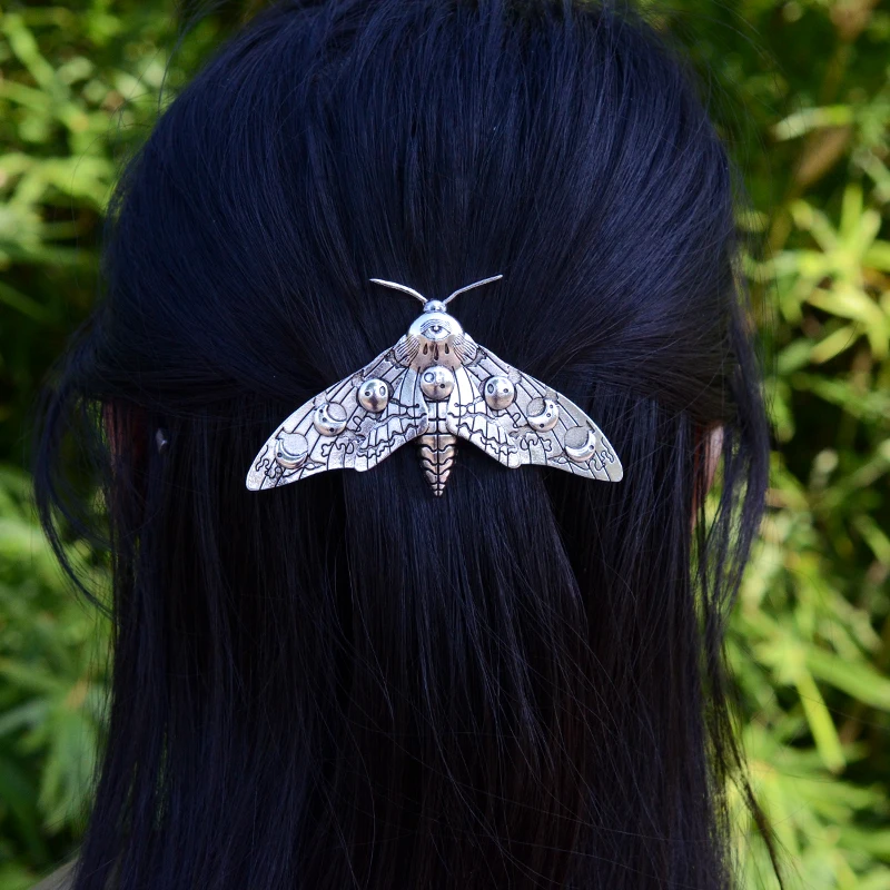 Luna-Moth-French-Barrette-Gothic-Witch-Hairpin-Accessories-Moon-Phase ...