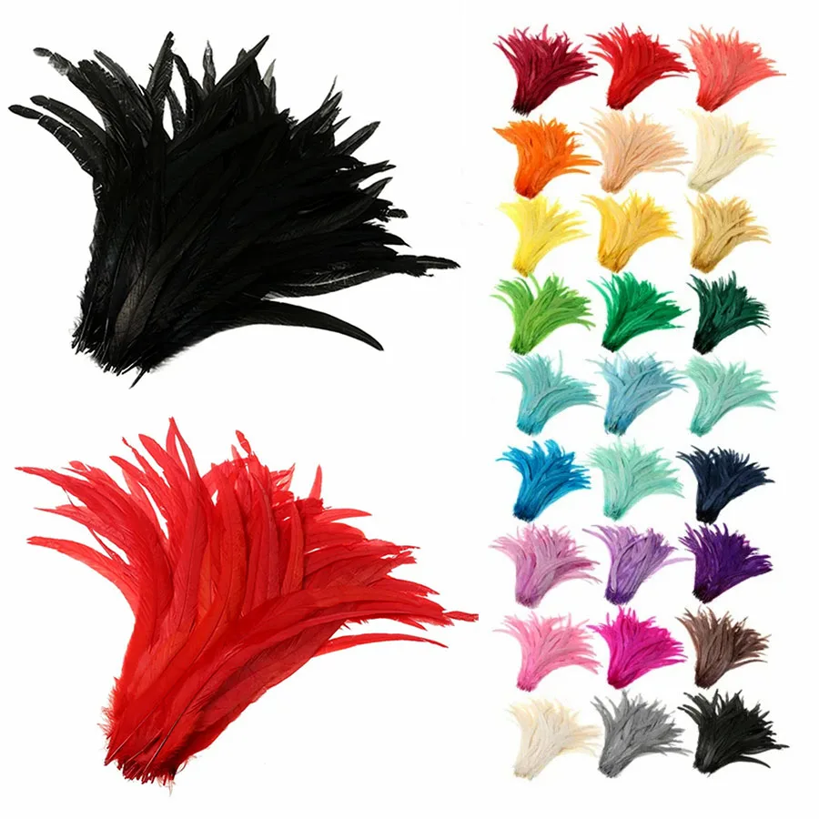 100Pcs 25-45CM DIY Rooster Feather Crafts Sewing Clothing Decor Plume ...