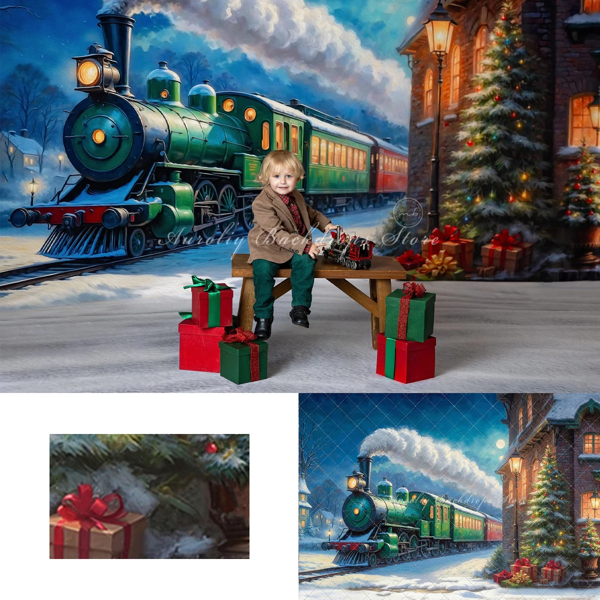 Festive Locomotive Backgrounds Kids Adult Photography Props Child Baby ...