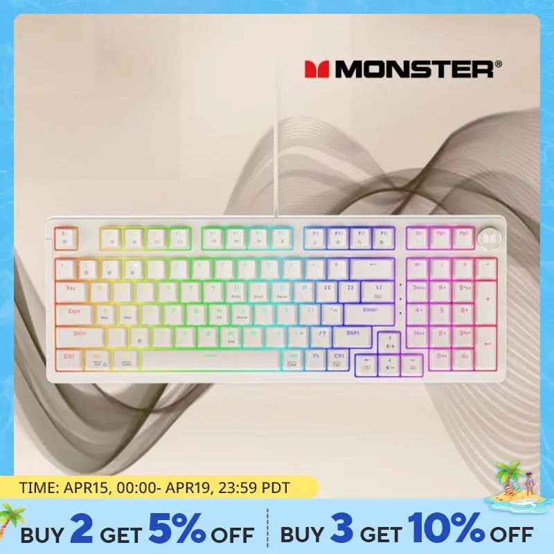 Monster-KM4-Mechanical-Keyboard-Wired-97-Keys-RGB-Esports-Full-Hotswap ...