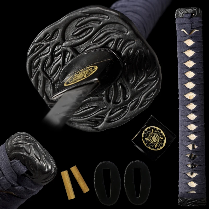 A-Set-Quality-Iron-Tsuba-Menuki-Kashira-Tsuka-Habaki-Seppa-for-Real ...