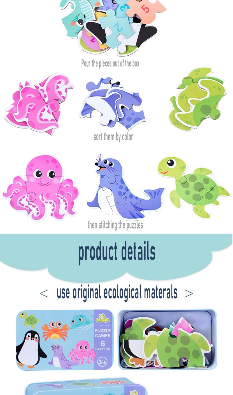 Faune - Puzzle Créatif De Bois Et En Boîte De Métal Pour Enfant, Jeu ...