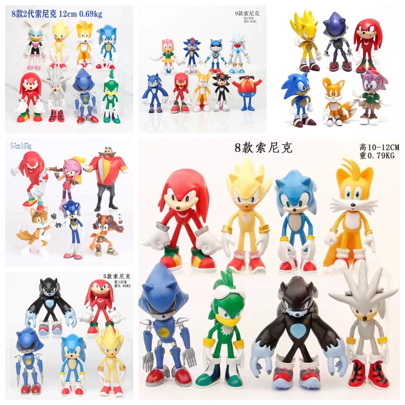 Sonic New Set PVC Hedgehog Joint Movable Doll Character Hand Model ...