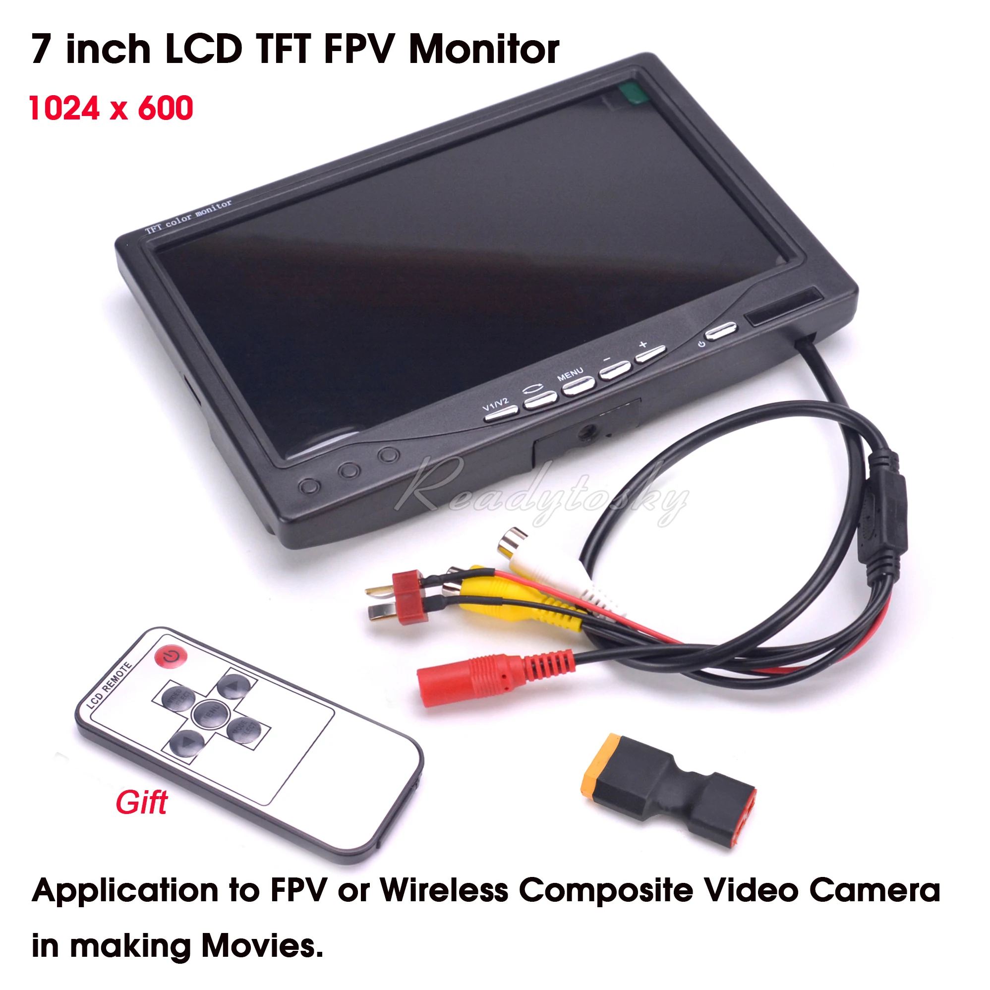 New 7" FPV Color 1024 x 600 FPV Monitor Video Screen 7 Inch for FPV RC ...