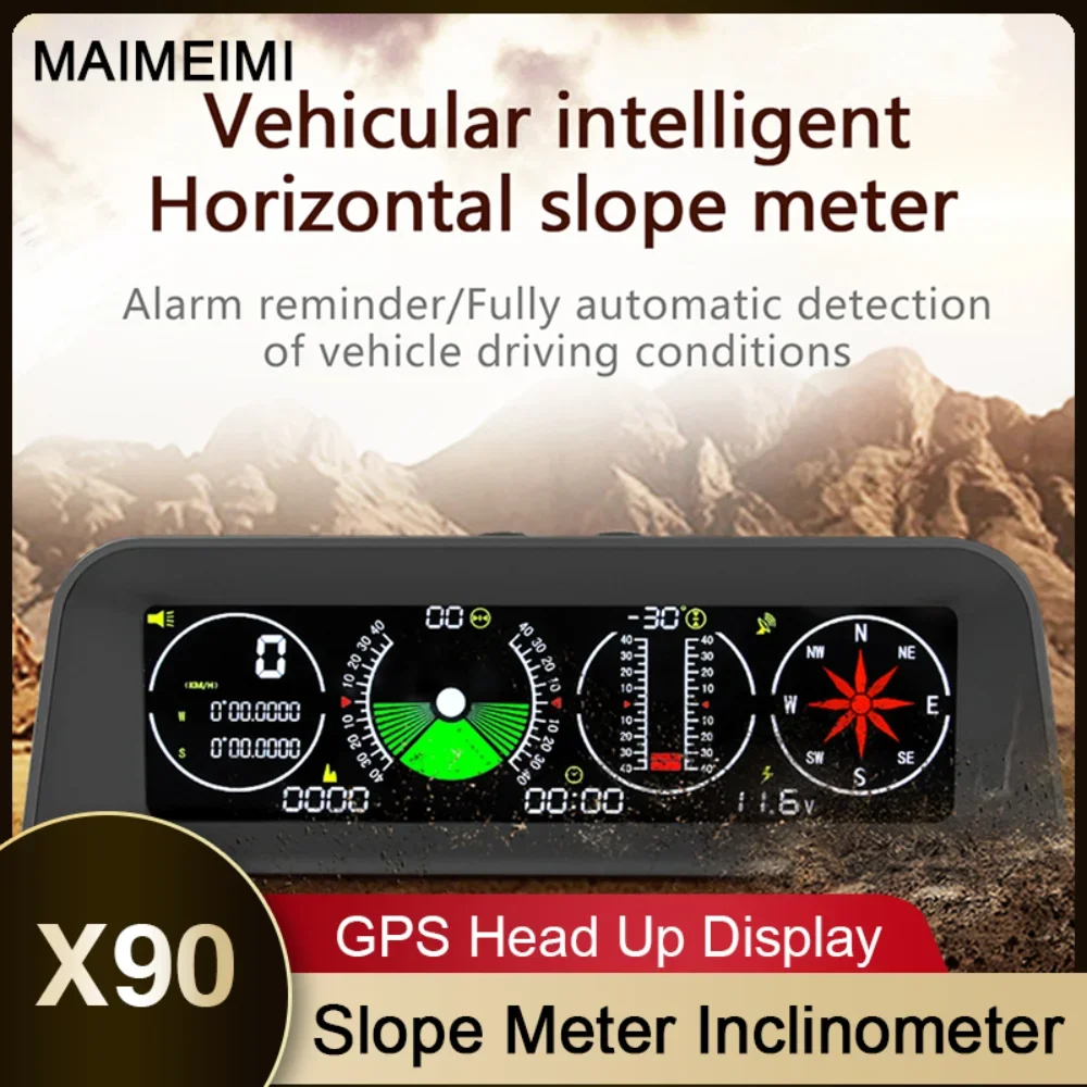 X90-GPS-Digital-Speedometer-Head-Up-Display-Car-Slope-Meter ...