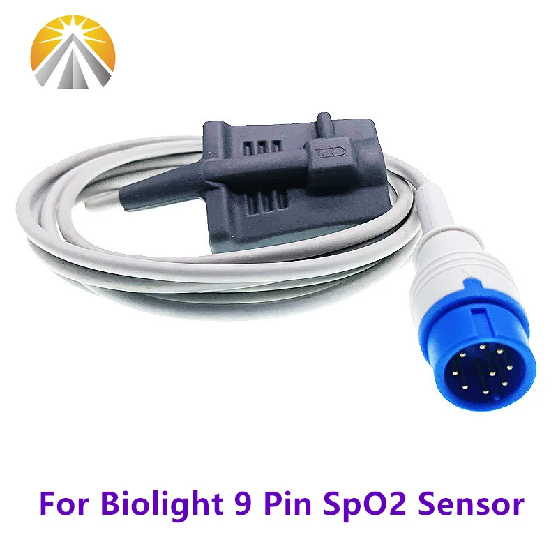 For-Biolight-SpO2-Sensor-Blue-Round-9-Pin-Reusable-Adult-Child-Neonate ...