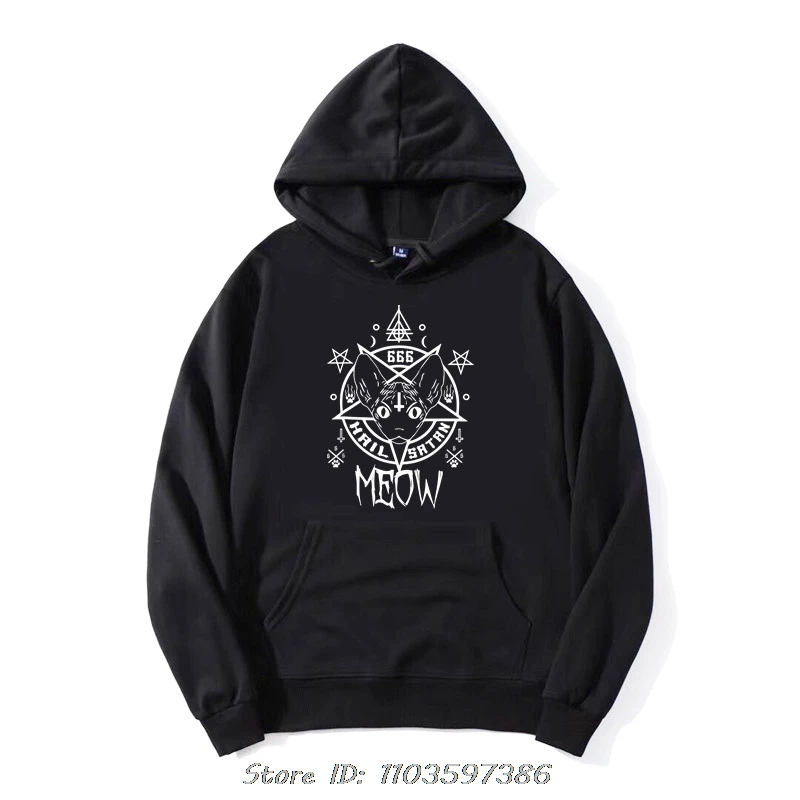 Hail-Satan-Meow-Demonic-Sphynx-Cat-666-Funny-Cat-Hoodie-Normal-Cotton ...