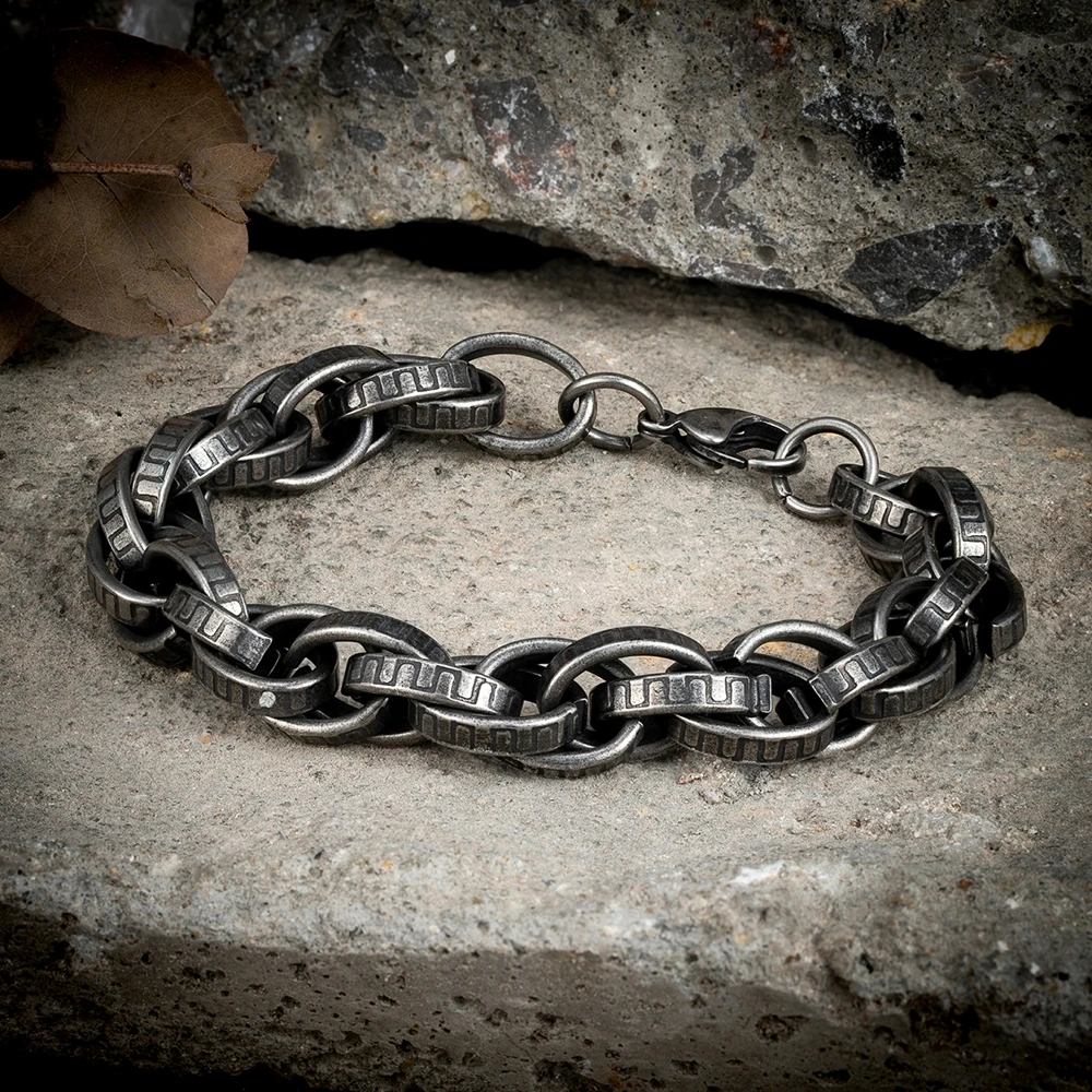 MKENDN Gothic Style Men Stainless Steel Creative Retro Oxidized Black ...