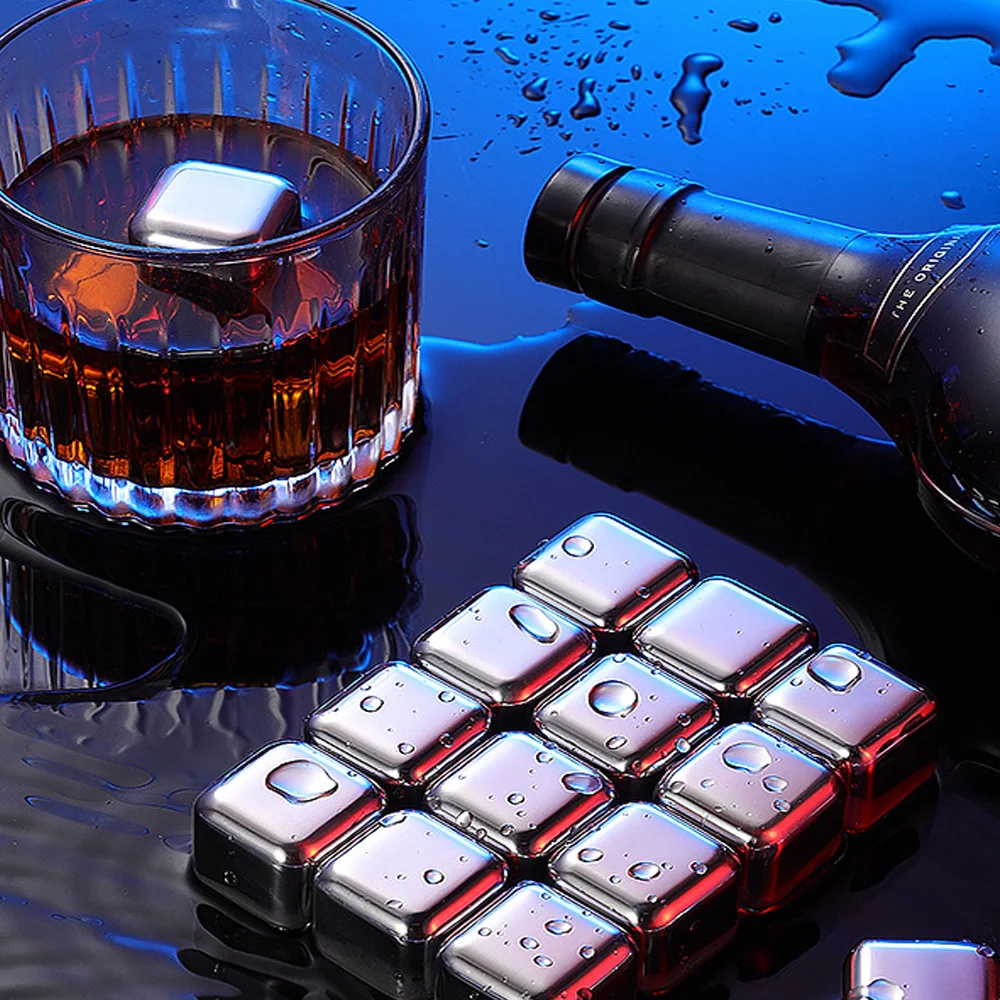 304 Stainless Steel Ice Cubes Whiskey Metal Ice Cubes Reusable Whiskey ...