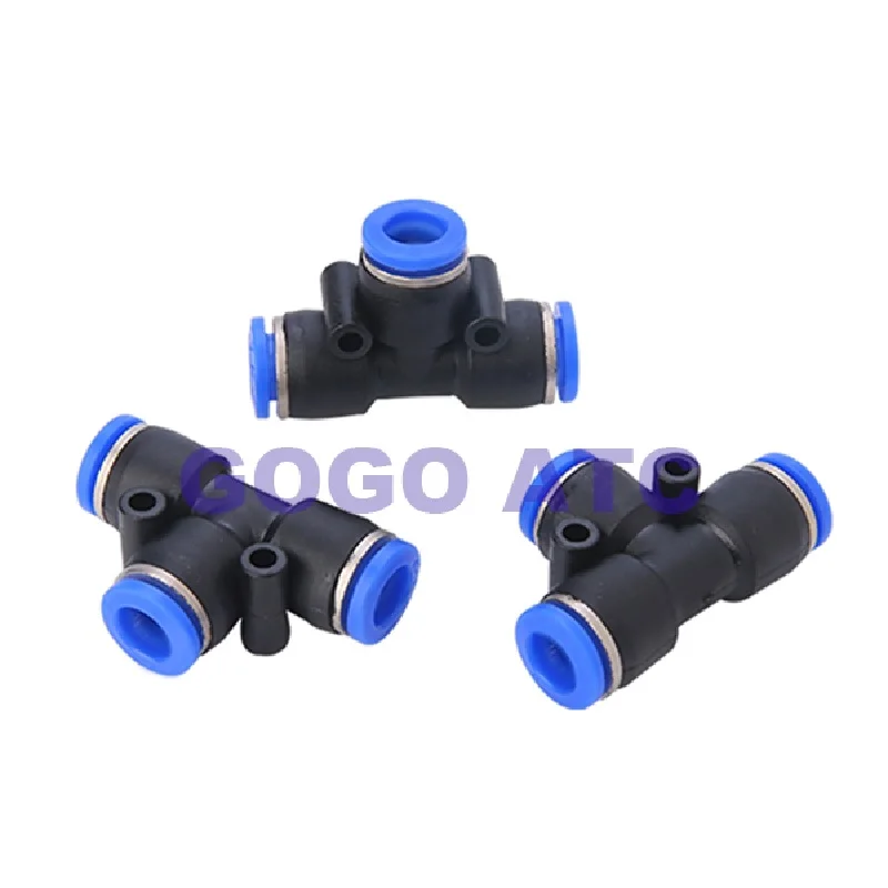 T-type Three-way Threaded Joint Pneumatic Quick Plug Connector Tracheal ...