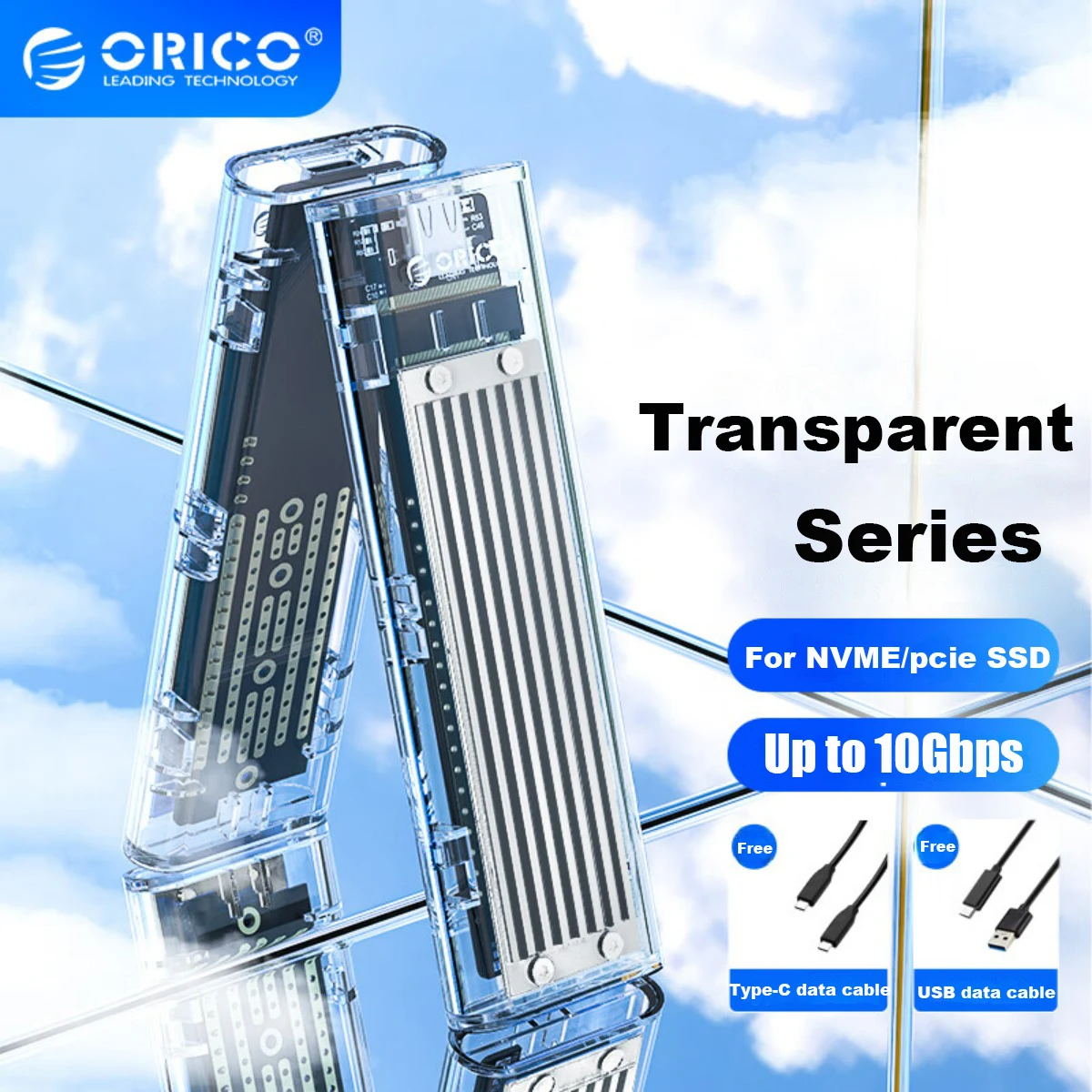 ORICO M2 SSD Case NVME SSD Enclosure M.2 To USB Type C Transparent Hard ...