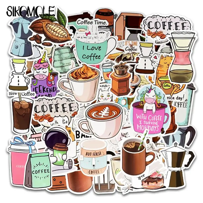 Paper Paper & Party Supplies Coffee Sticker Waterproof Vinyl Water ...