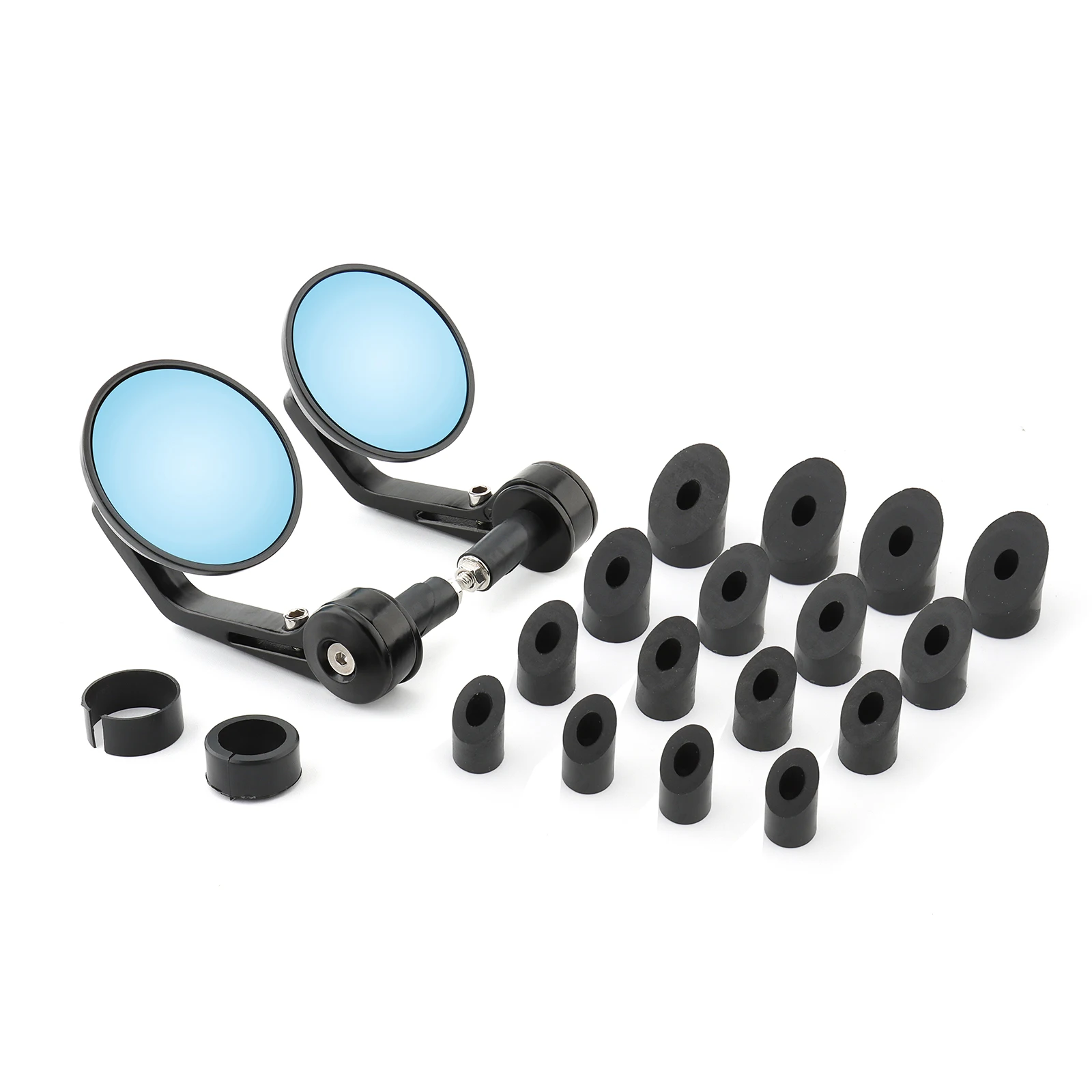 Motorcycle-Handle-Bar-End-Mirror-Side-Rearview-Mirrors-Black-Universal ...
