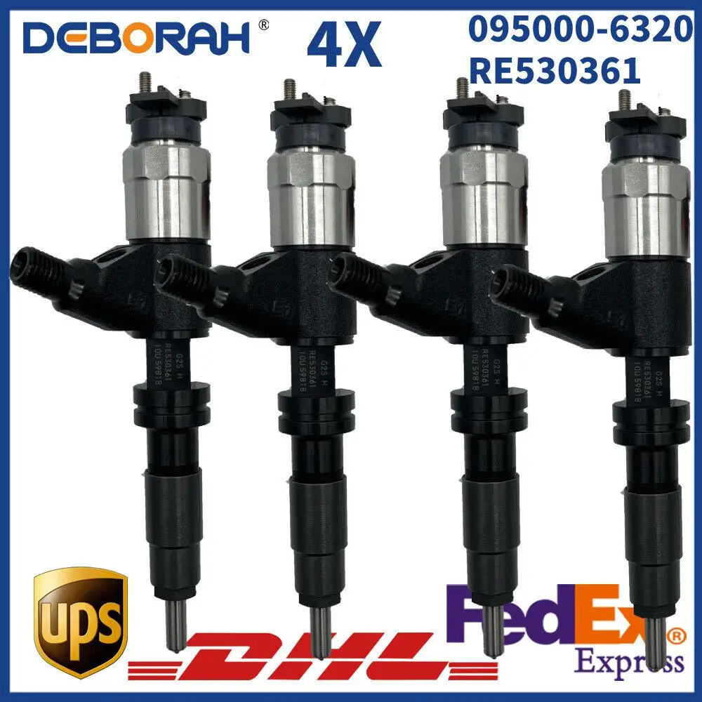 4PCS 095000-6320 RE530361 Common Rail Diesel Fuel Injector RE546783 ...