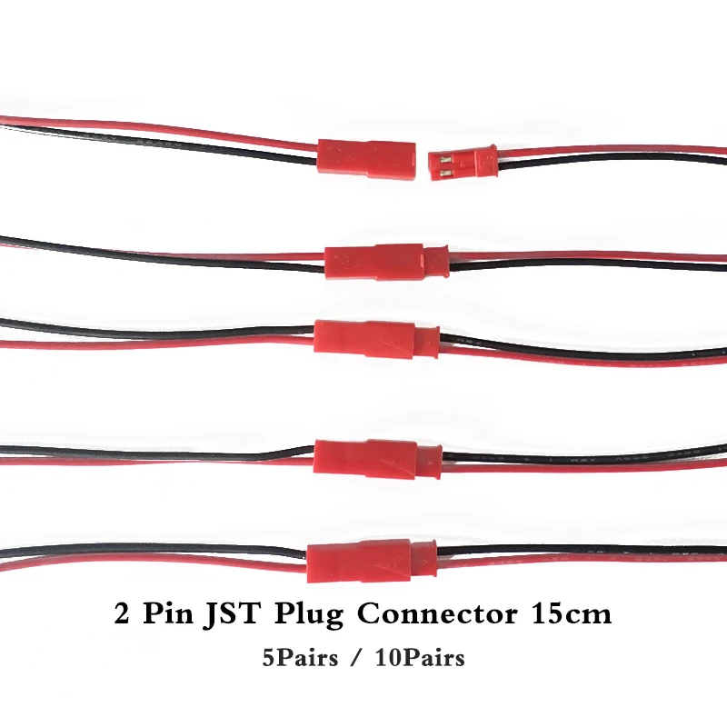 5Pairs 10Pairs 2 Pin JST Extension Cable 15cm Male + Female Plug ...