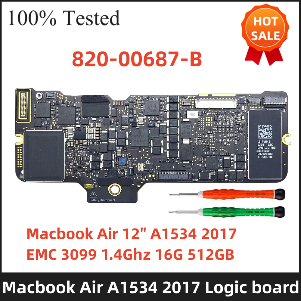 A1534 2017 1.4GHz 16gb 512GB EMC 3099 820-00687-B LOGIC BOARD FOR ...