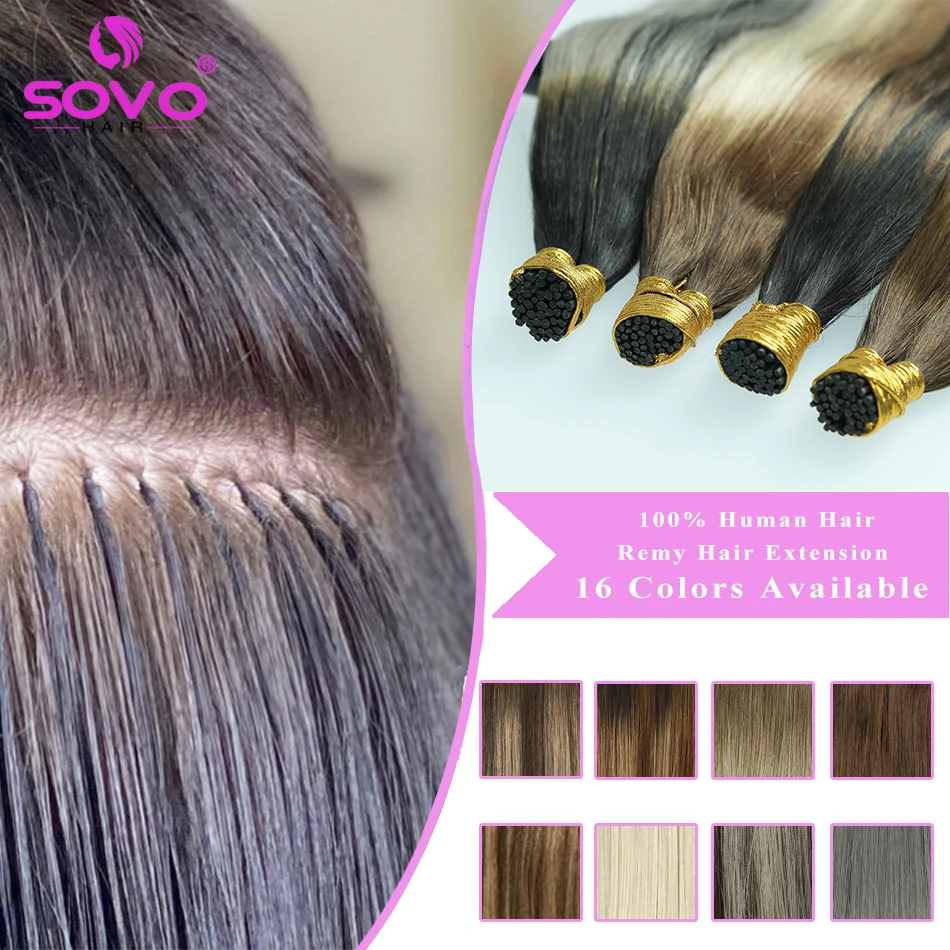 Itip Human Hair Extensions Highlights 50 Strands Keratin Capsule Brown ...