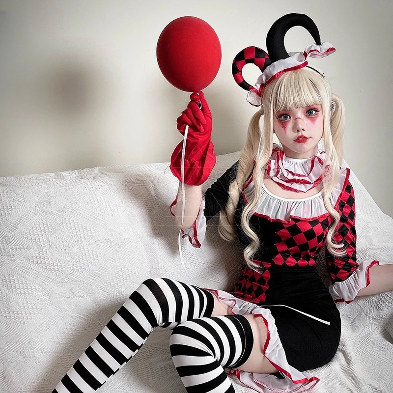 2025 Halloween Adult Clown Suit Circus Poker Cosplay Costume Masquerade ...