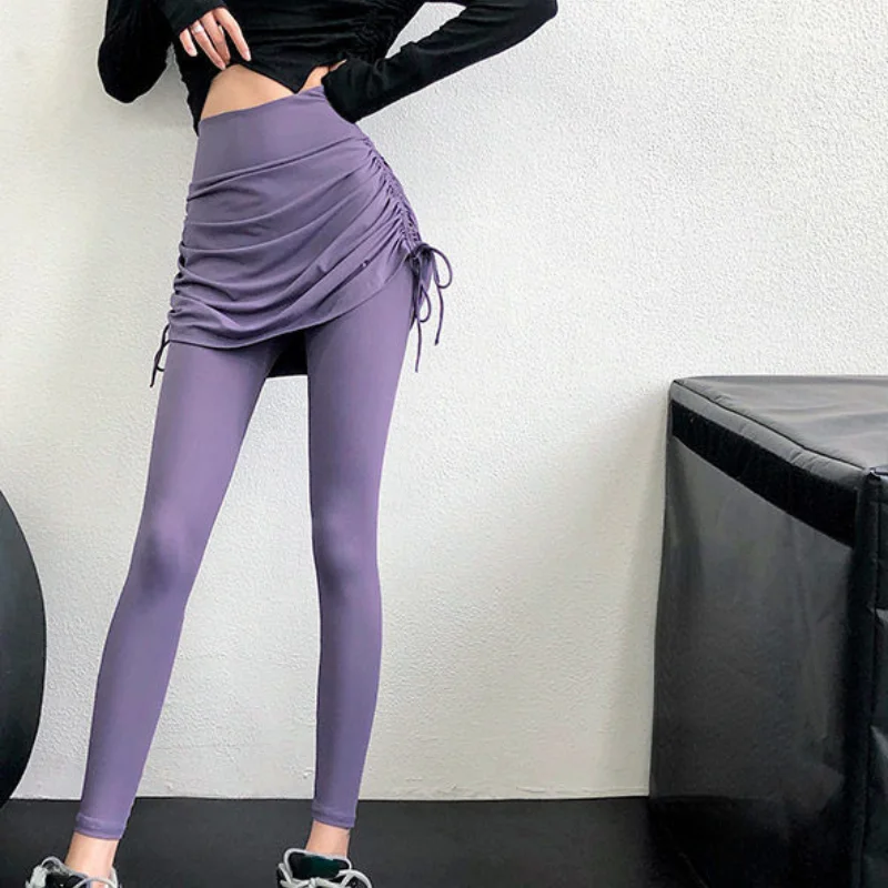 Women-Sports-Yoga-Pants-High-Waist-Fitness-Workout-Leggings-Drawstring ...