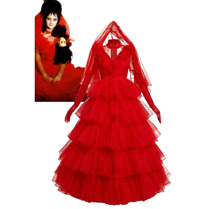 Besouro-Cosplay-Fato-para-Mulheres-Lydia-Vermelho-Vestido-de-Noiva ...