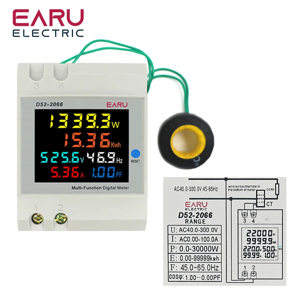 6IN1-Display-Smart-Meter-Din-Rail-AC-Monitor-Voltage-Current-Power ...